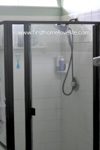 Spray Painted Shower Surround - First Home Love Life